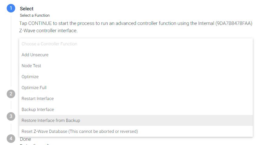 Restore Z-Wave Interface